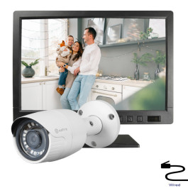 Analoge bullet camera wit + 10" Full HD monitor - 30m nachtzicht (VDI18 ...