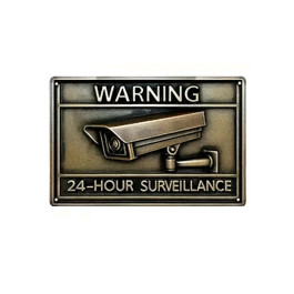 Metaal vintage camerabewaking bordje - Camerashop24